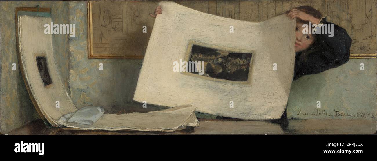 Anna Leafing Through a Portfolio of Prints, 1874 Stock Photo - Alamy