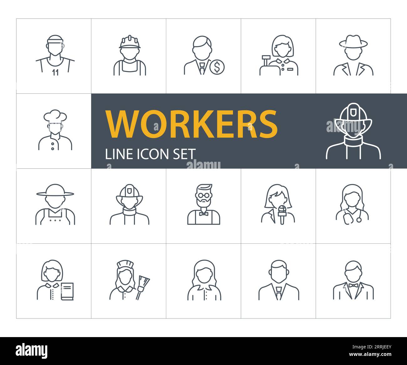 Workers line icon set Stock Vector Image & Art - Alamy