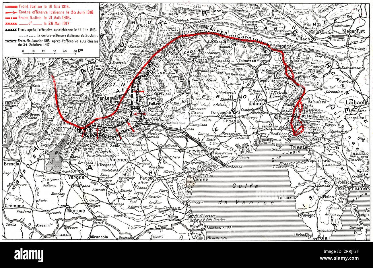 'Le Champ de Bataille de L'Italie; mouvement des operations Italiennes ...