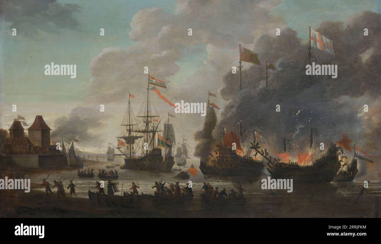 The Dutch Burning English Ships during the Dutch Raid on the Medway, 20 ...