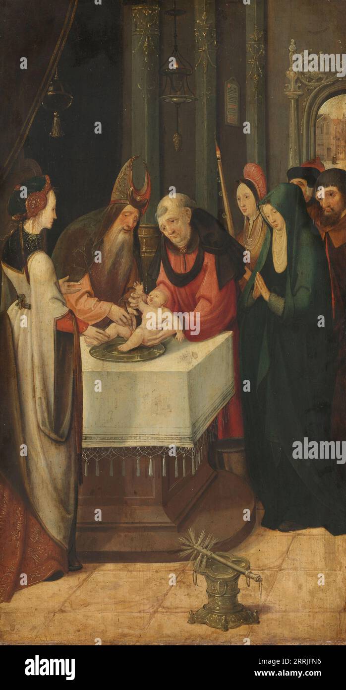 Circumcision of Christ, Left Wing of an Altarpiece, on verso is the Virgin from an Annunciation ...