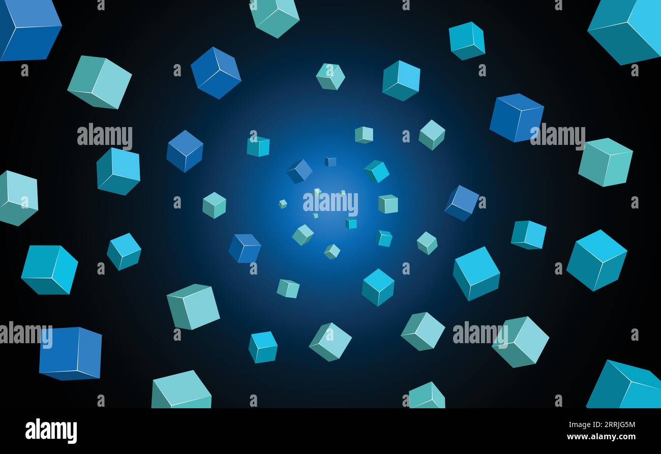 Metaverse 3d cube blockchain science fiction social network connection ...