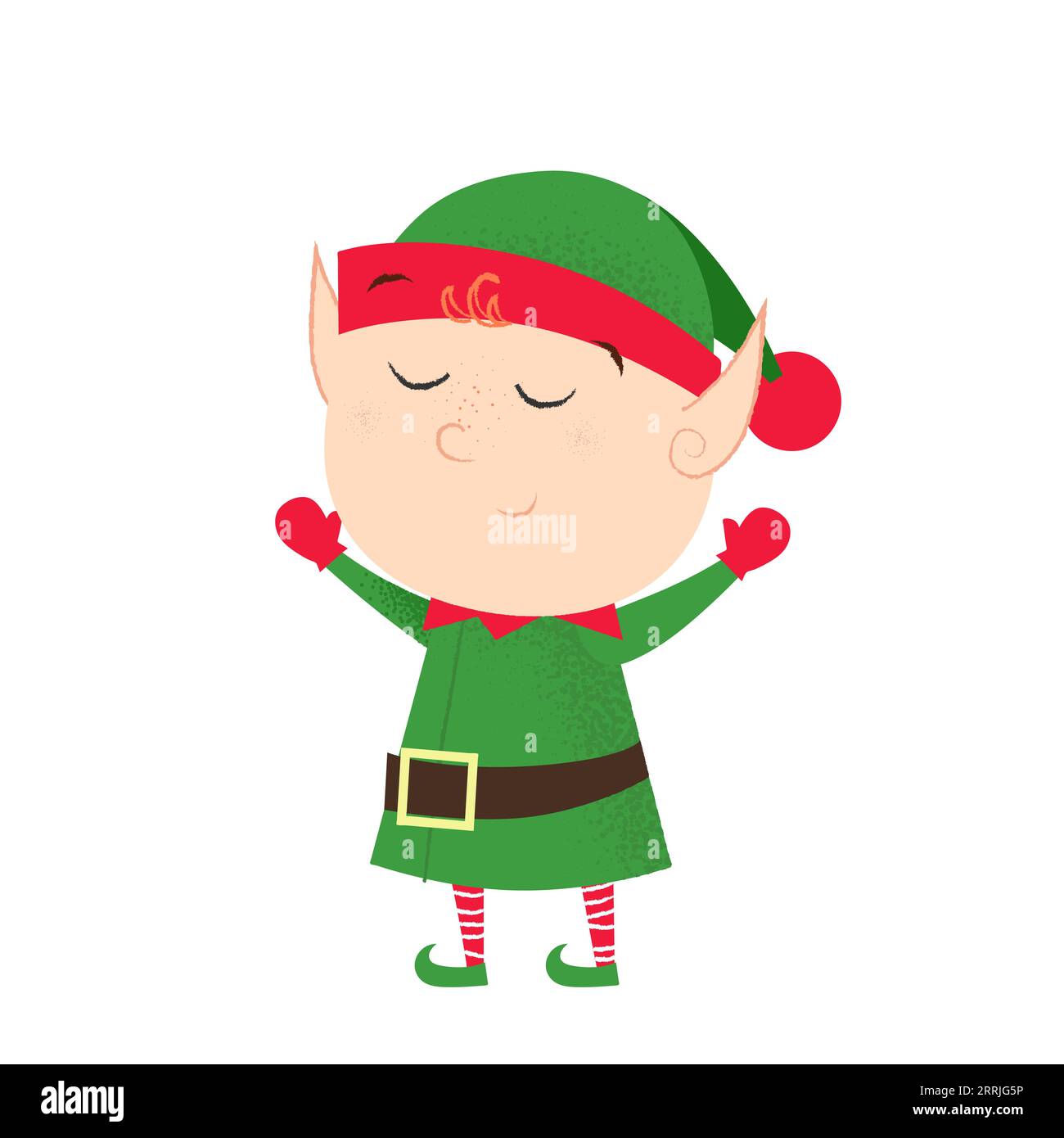 Dreamy cute elf raising hands Stock Vector Image & Art - Alamy