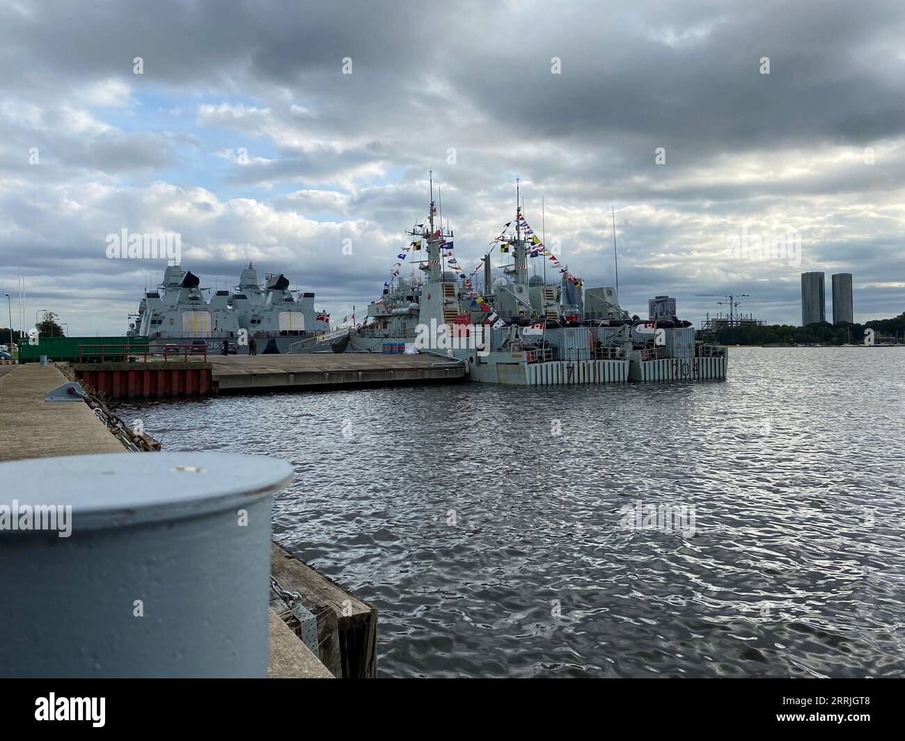 08 September 2023, Latvia, Riga: Military ships anchor in the port of ...