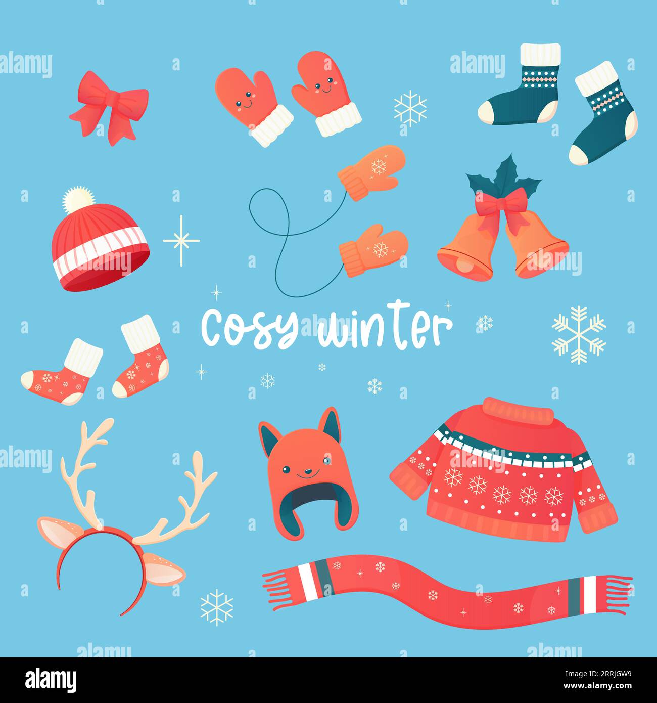 Winter hat gloves knitted Stock Vector Images - Alamy
