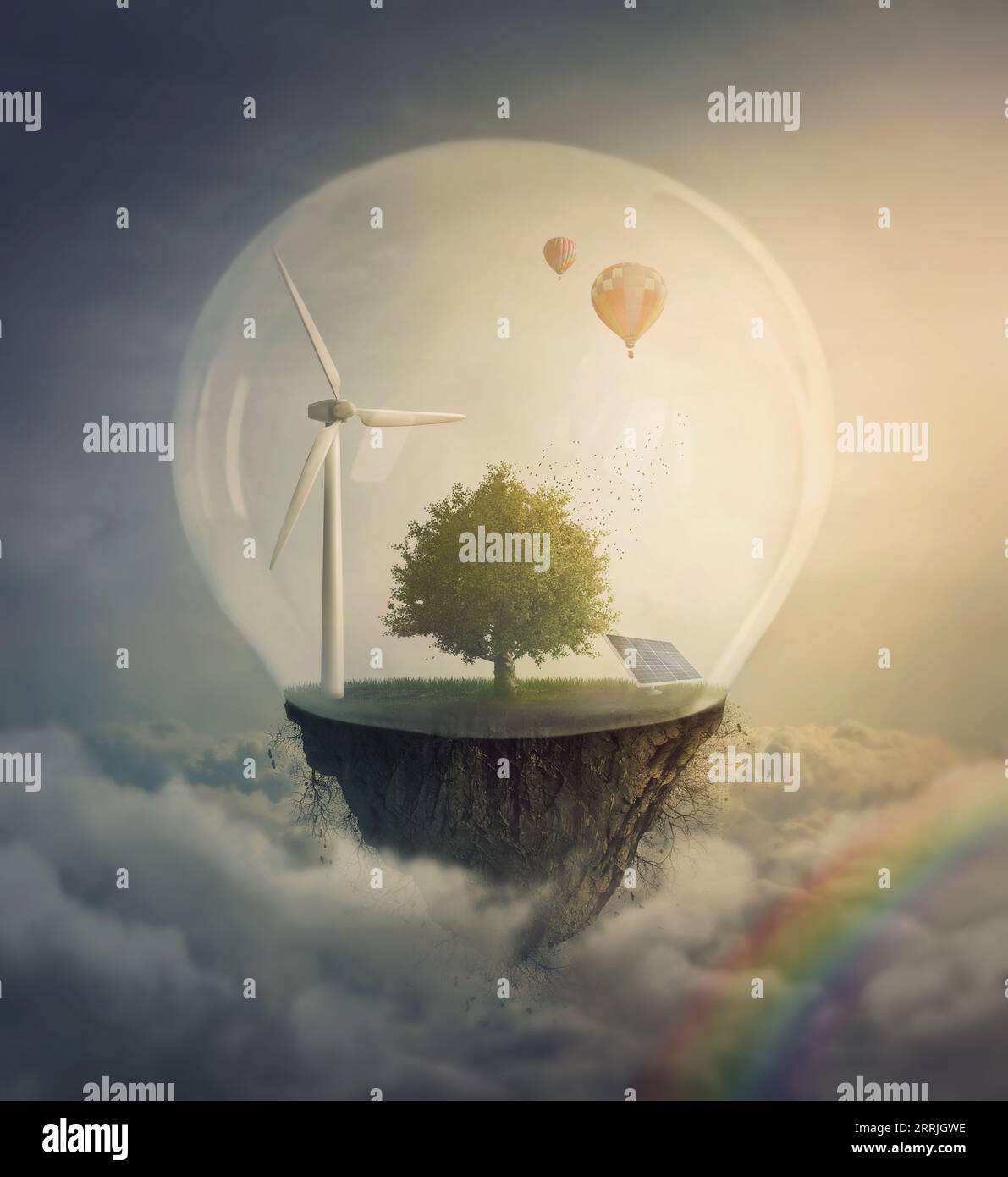 Fantasy floating island isolated eco world. Piece of ecological land ...