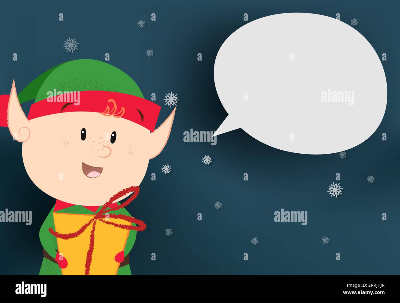 Christmas poster template design. Elf giving present Stock Vector Image ...