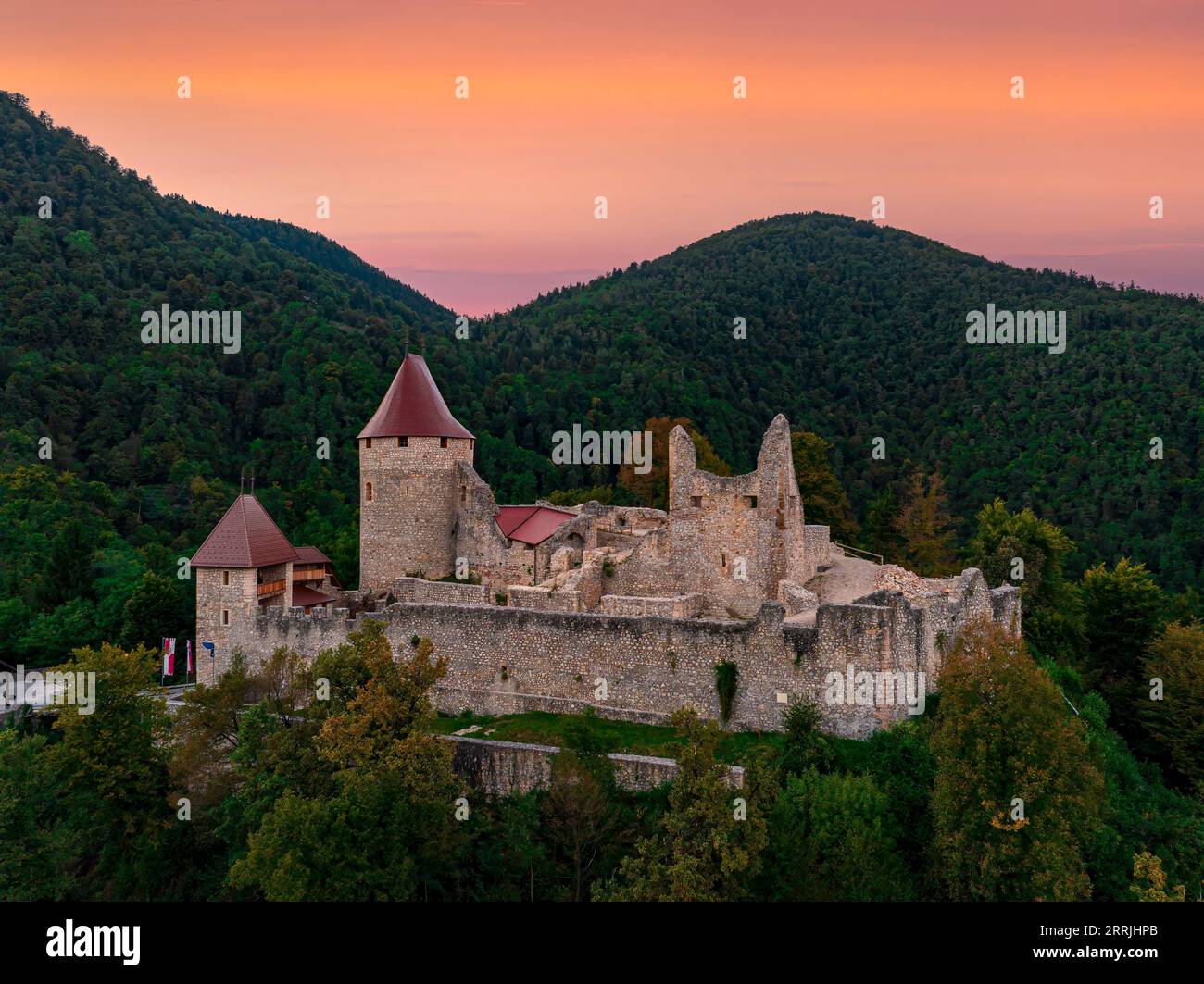 Medieval castle Zovnek at evening dawn Stock Photo - Alamy