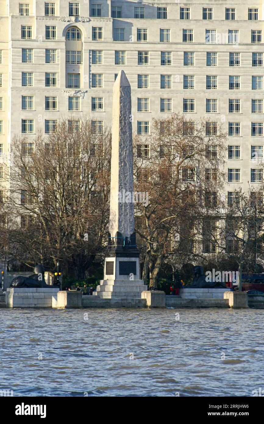 Cleopatra's Needle in Victoria Embankment (London) on the Thames River ...