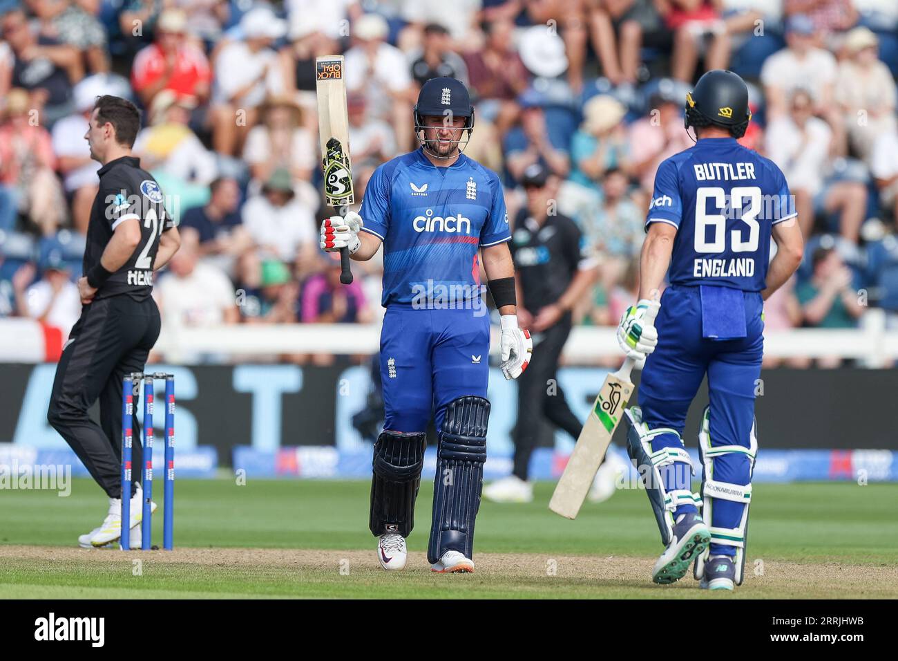 Cardiff, UK. 08th Sep, 2023. England's Liam Livingstone reaches his ...