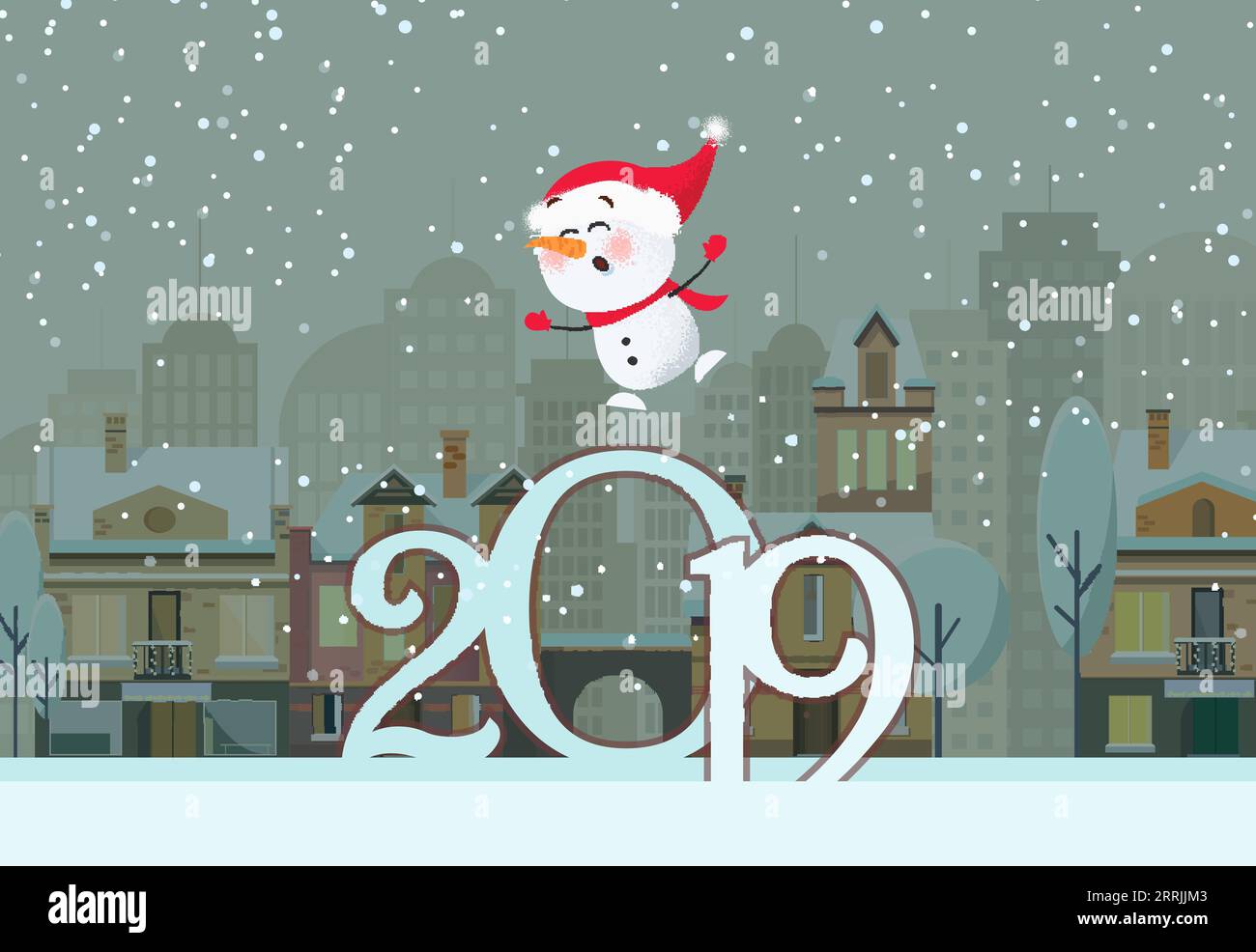 Poster design with flying snowman and numbers Stock Vector Image & Art ...