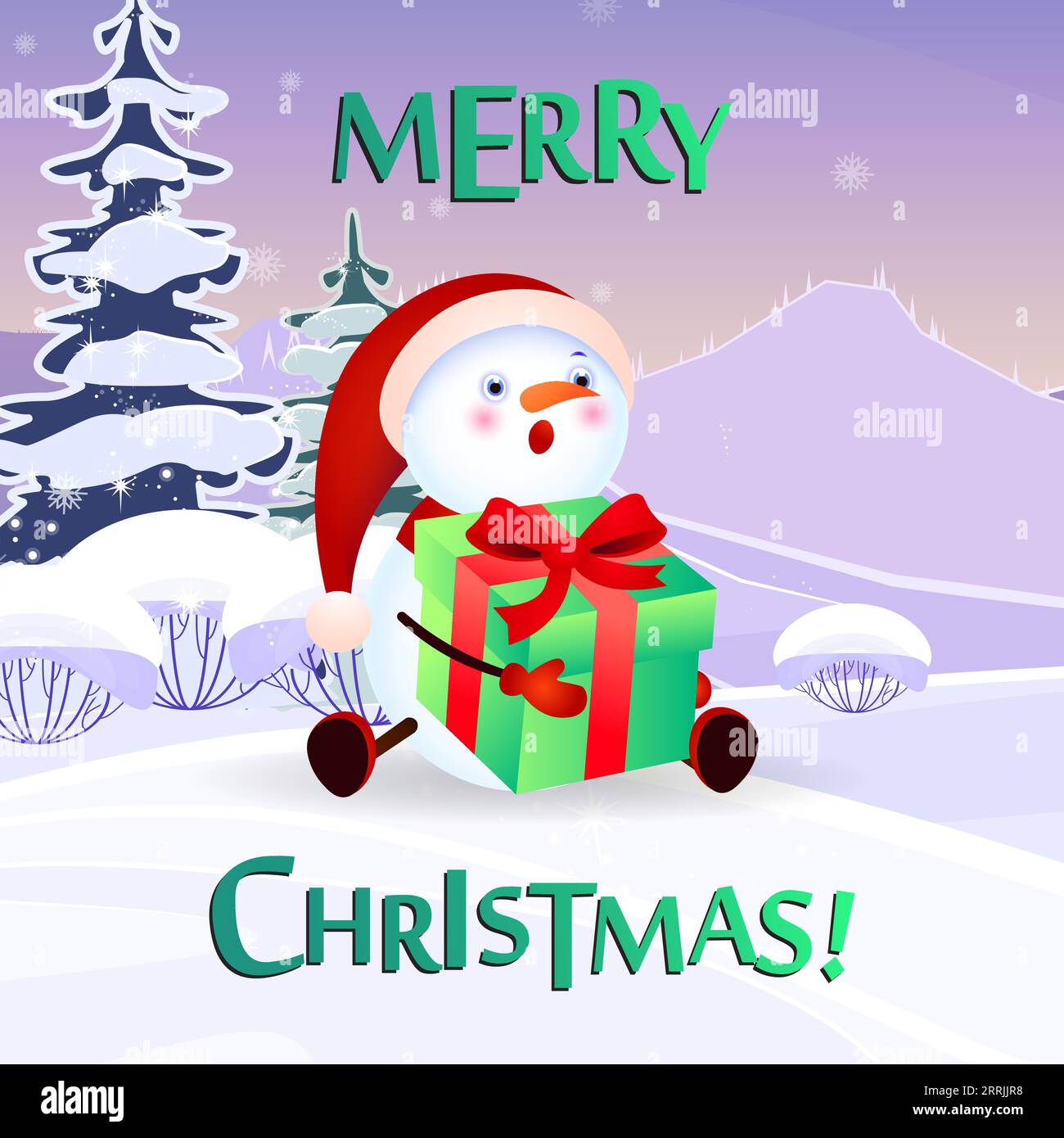 Christmas poster design with cartoon snowman Stock Vector Image & Art ...