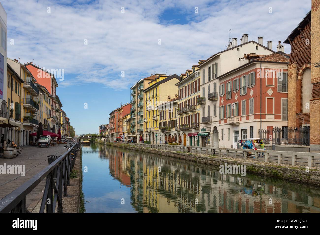 Navigli of Milan, Italy, August 8, 2023; A beautiful sight of houses ...