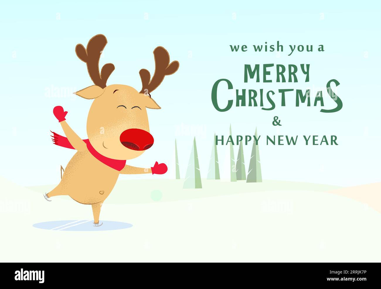 Christmas And New Year Banner Design Joyful Reindeer Dancing Stock