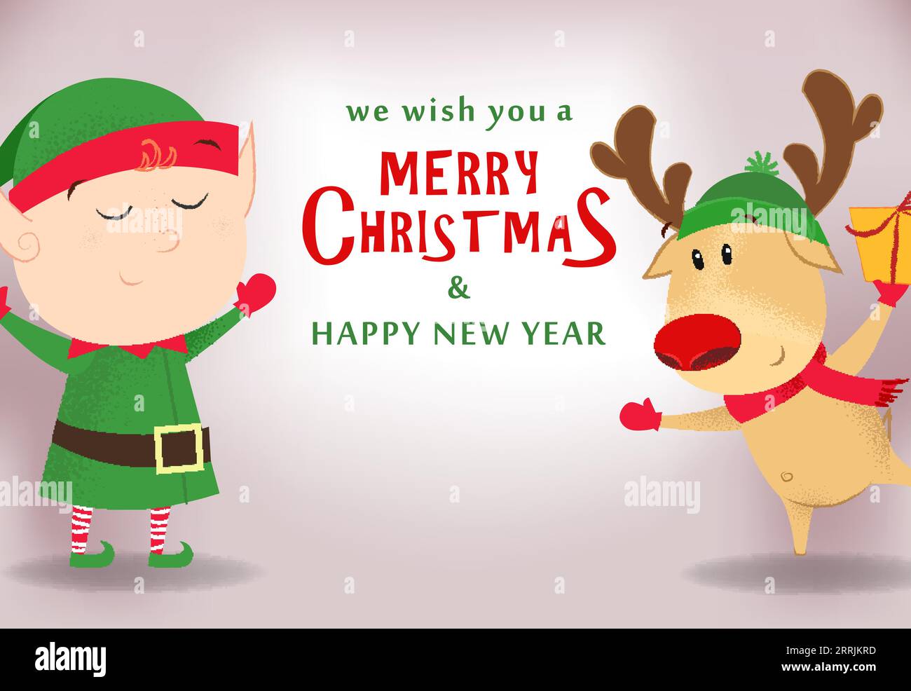 We wish you merry Christmas and happy New Year postcard template Stock ...