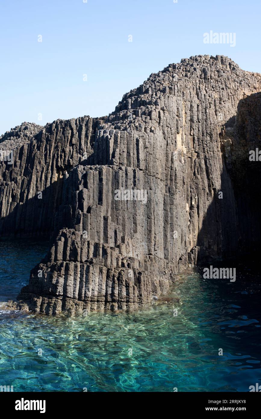Columnar basalt. Basalt is an extrusive igneous rock. This photo was ...