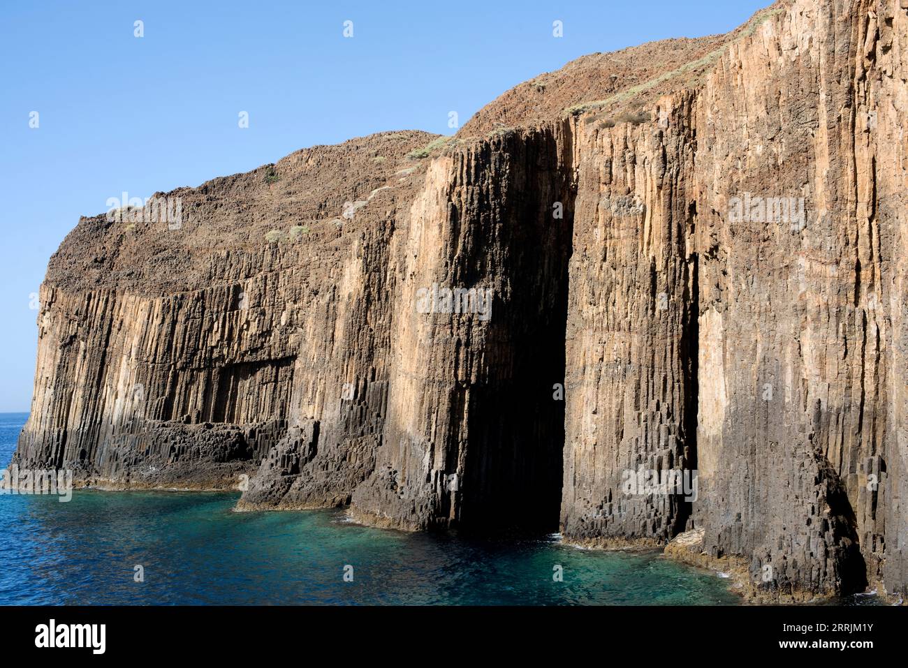 Columnar basalt. Basalt is an extrusive igneous rock. This photo was ...