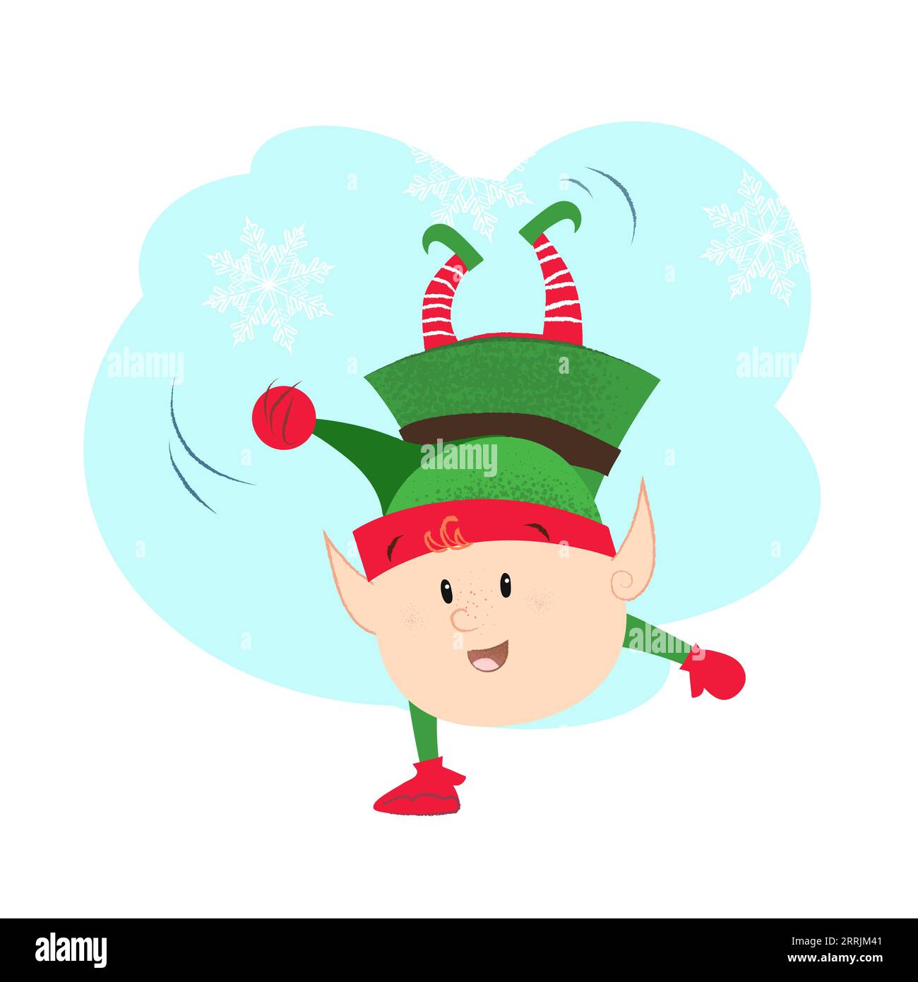 Happy Christmas elf doing handstand Stock Vector Image & Art - Alamy