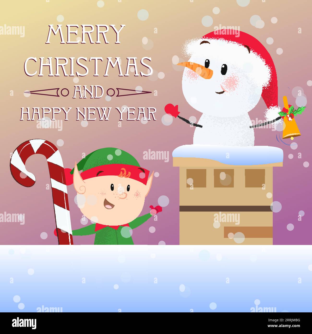 Merry Christmas and Happy New Year poster design with cartoon heroes ...