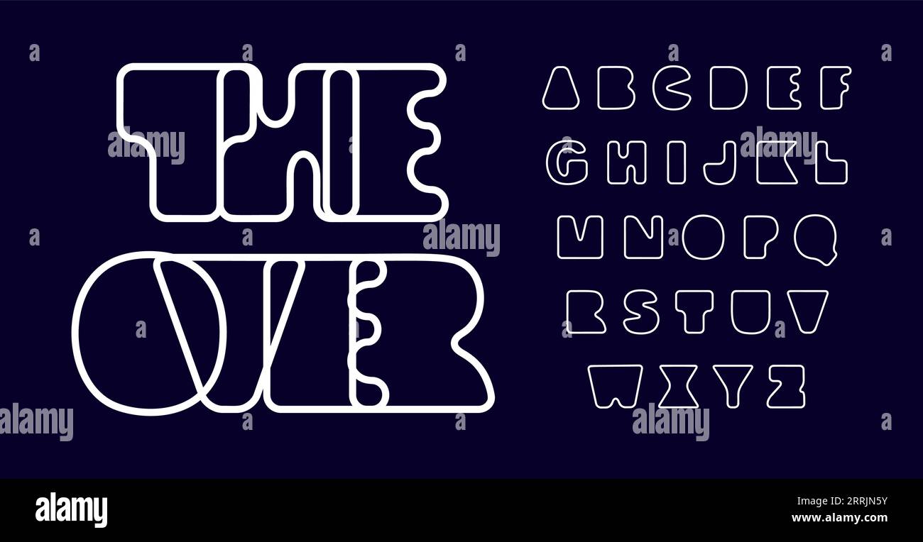 Line design font, round smooth contour letters. Minimalist, crisp ...