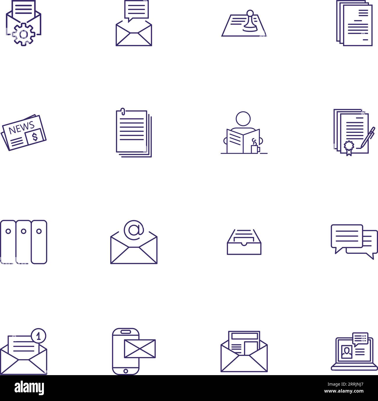 Interaction and paperwork line icon set Stock Vector Image & Art - Alamy