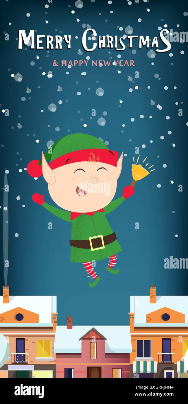 Christmas elf blue poster design Stock Vector Image & Art - Alamy