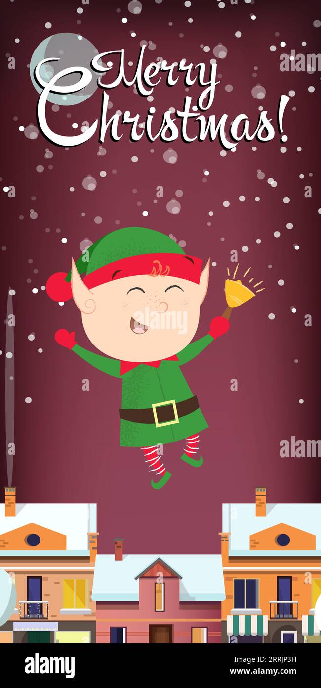 Christmas elf greeting poster design Stock Vector Image & Art - Alamy