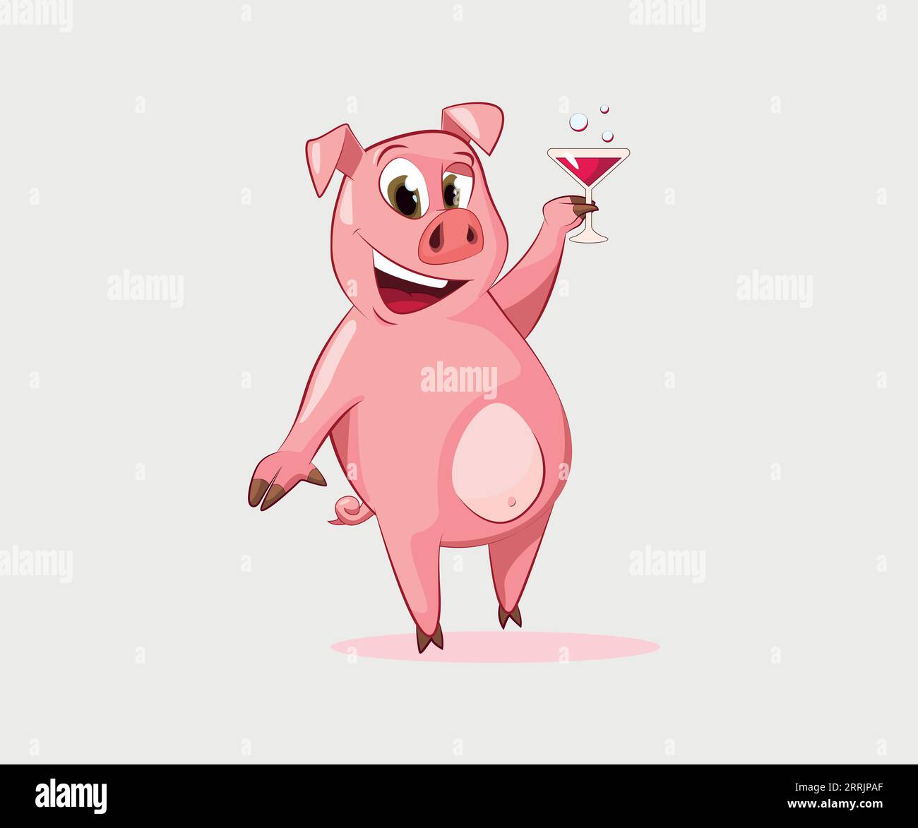 Happy pig toasting with wine vector illustration Stock Vector Image ...