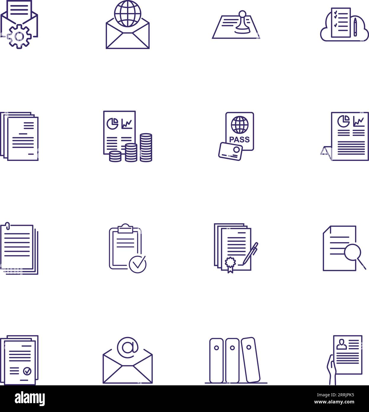 Documents line icon set Stock Vector Image & Art - Alamy