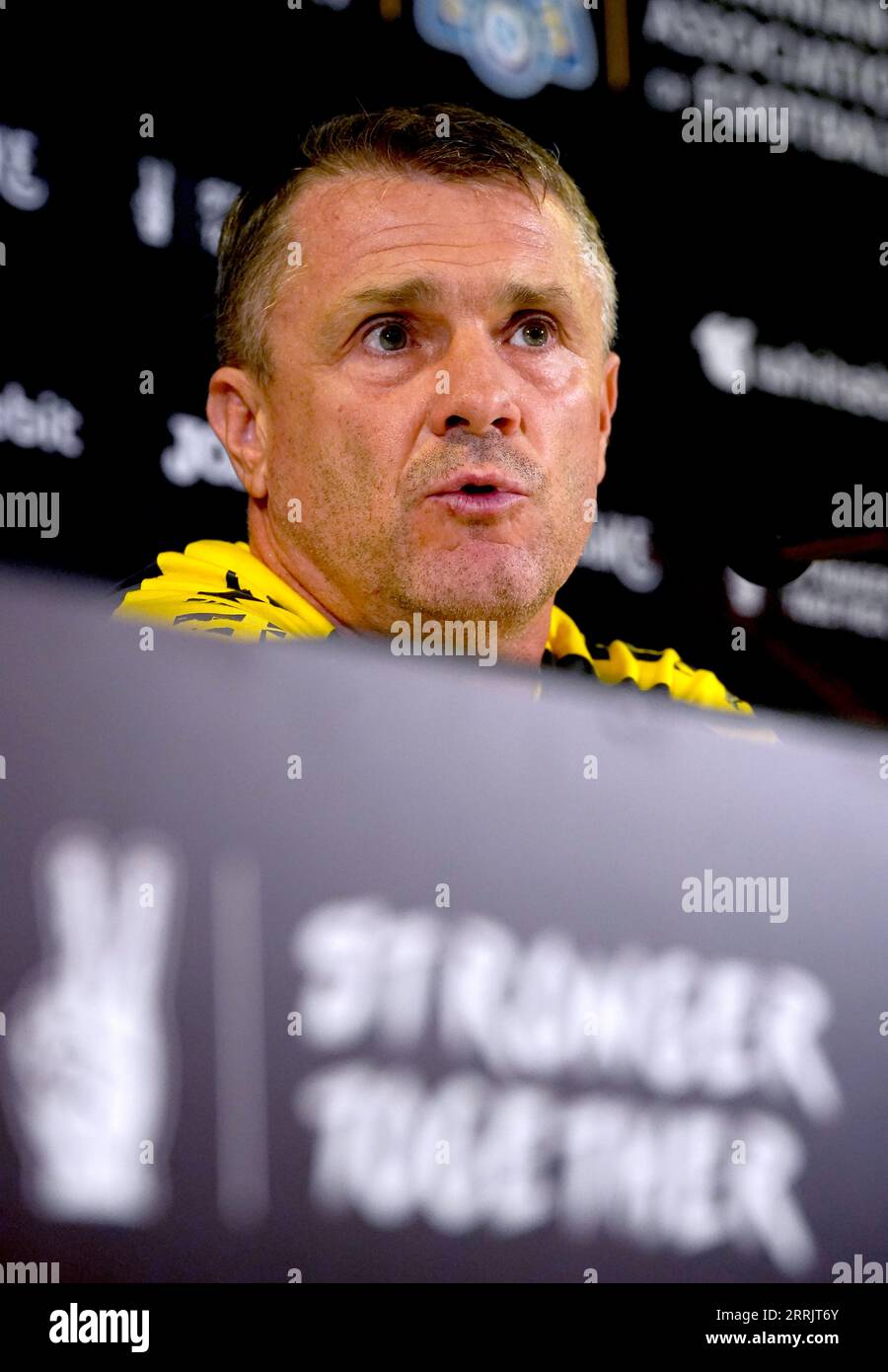 Ukraine manager Serhiy Rebrov during a press conference at the ...