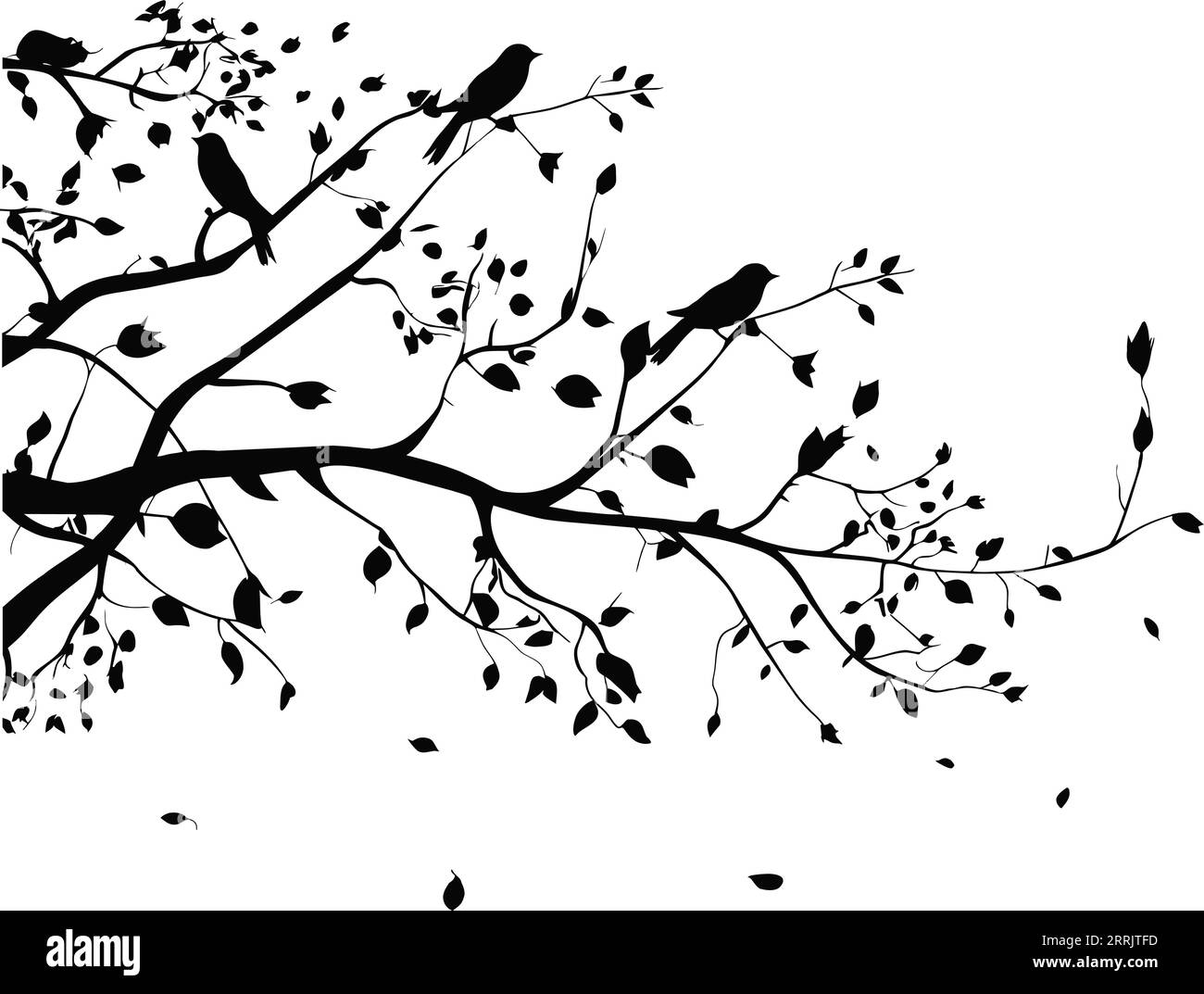 Dry branch. Black vector silhouette of old dry branch fallen from tree ...