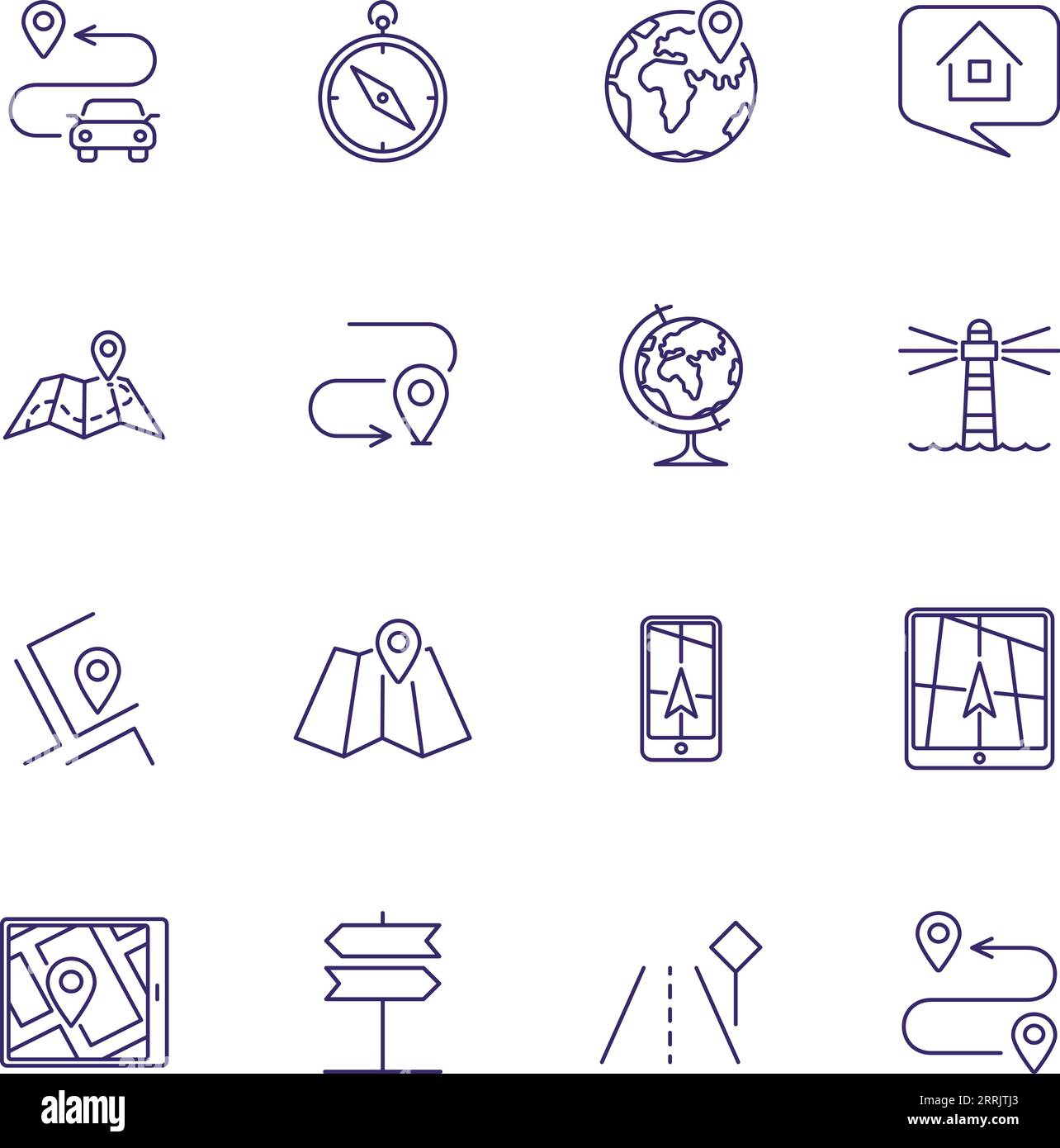 Map itinerary icon outline Cut Out Stock Images & Pictures - Alamy