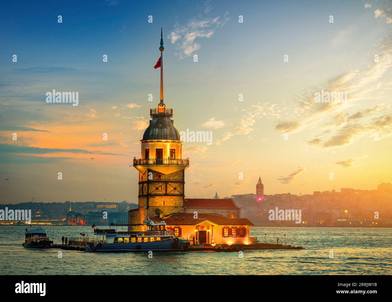 Maiden's Tower in Istanbul at sunset, Turkey Stock Photo - Alamy