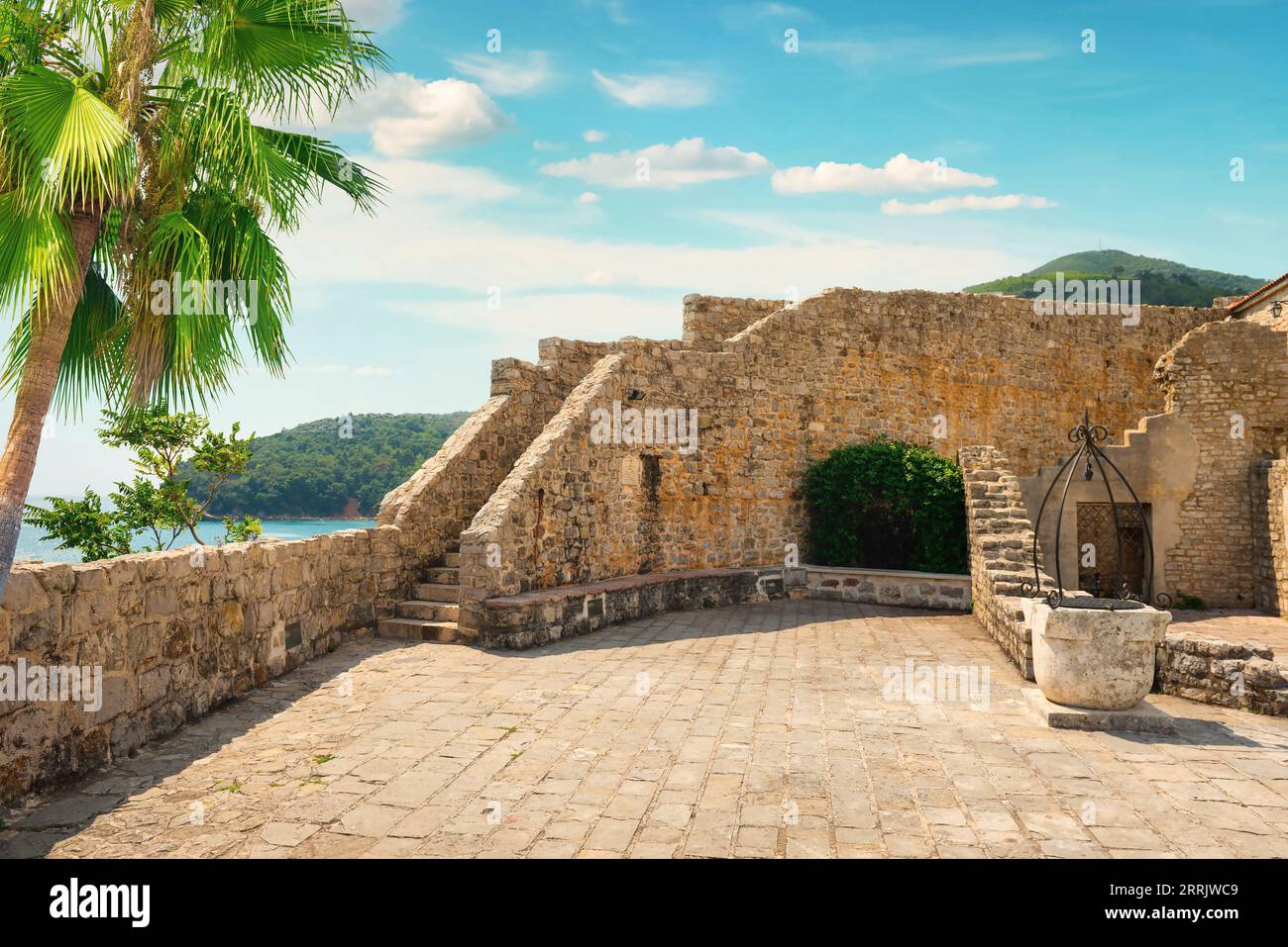 The view of Budva medieval fortress of Saint Mary, Citadel in Budva ...