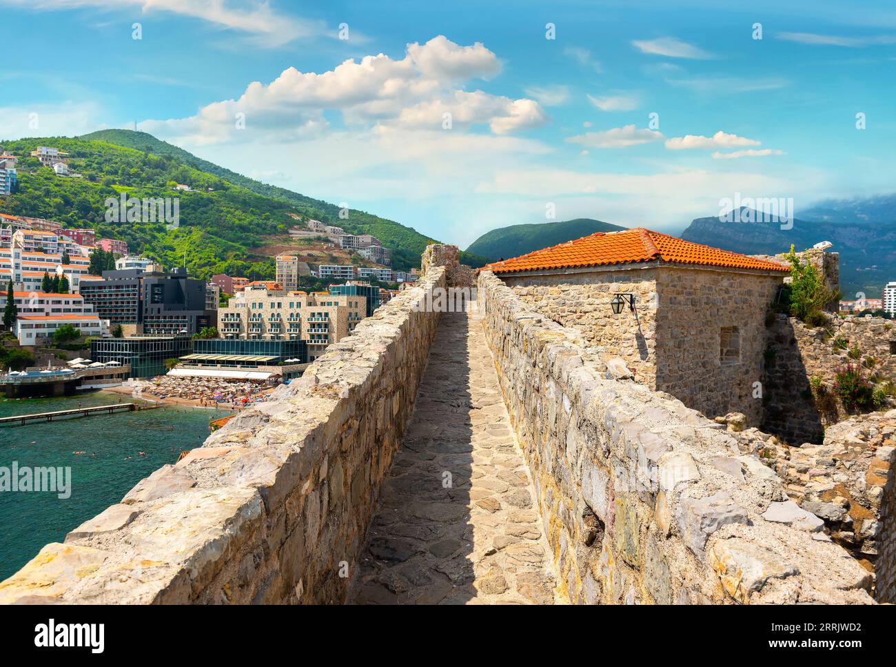 The view of Budva medieval fortress of Saint Mary, Citadel in Budva ...