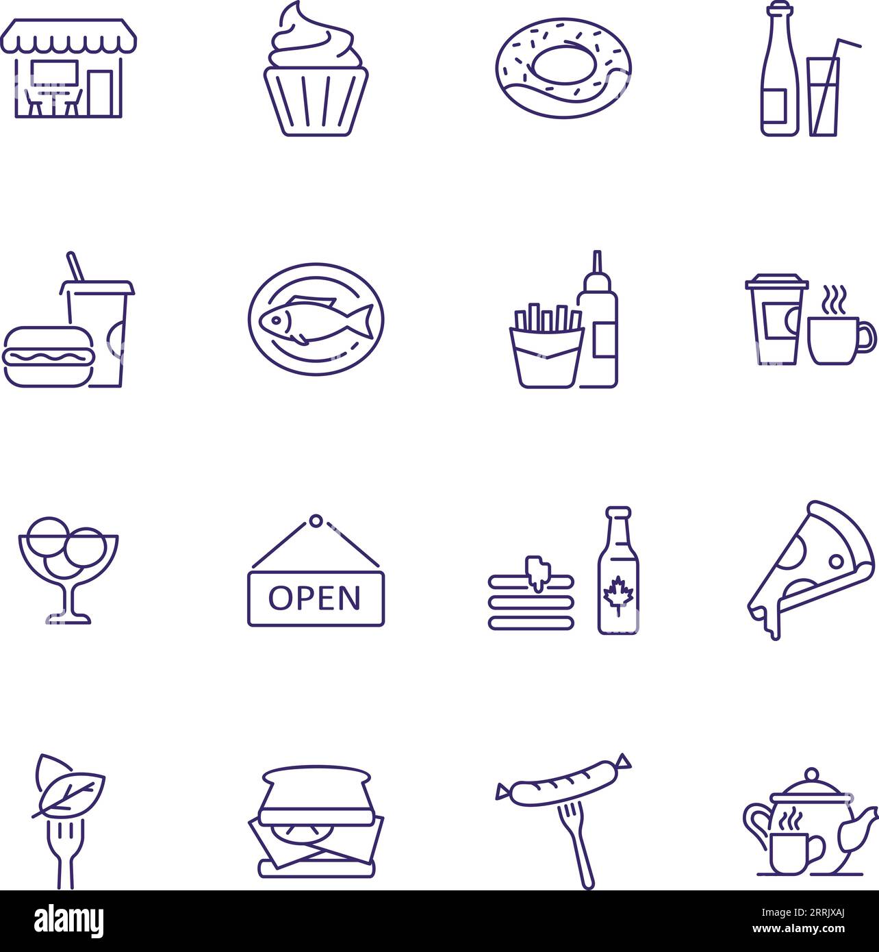 Fast food line icon set Stock Vector Image & Art - Alamy