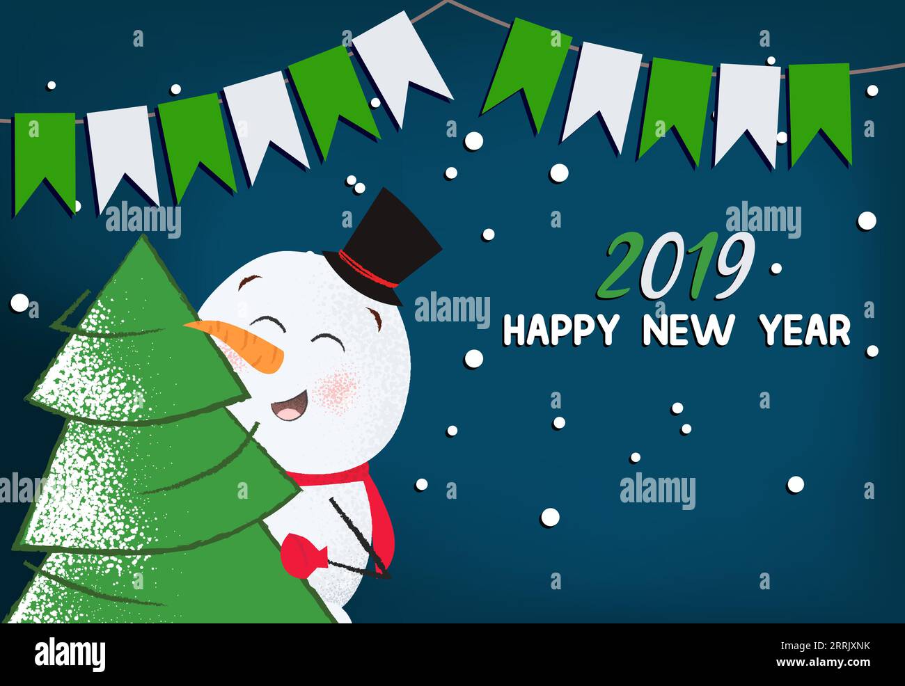 Happy New Year with snowman and flags poster design Stock Vector Image ...