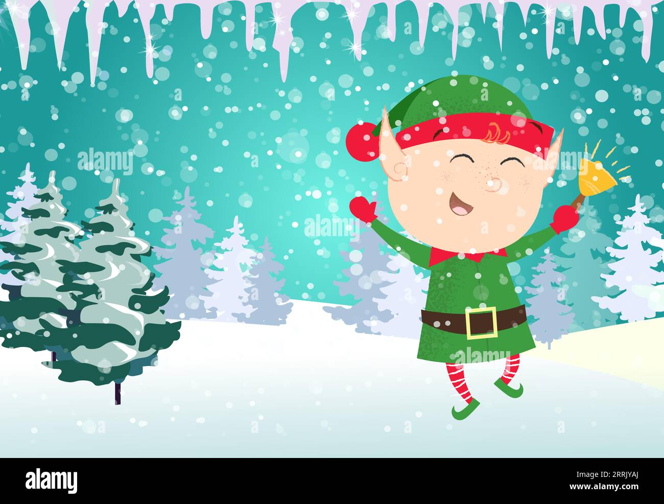Christmas card template. Dancing Xmas elf Stock Vector Image & Art - Alamy