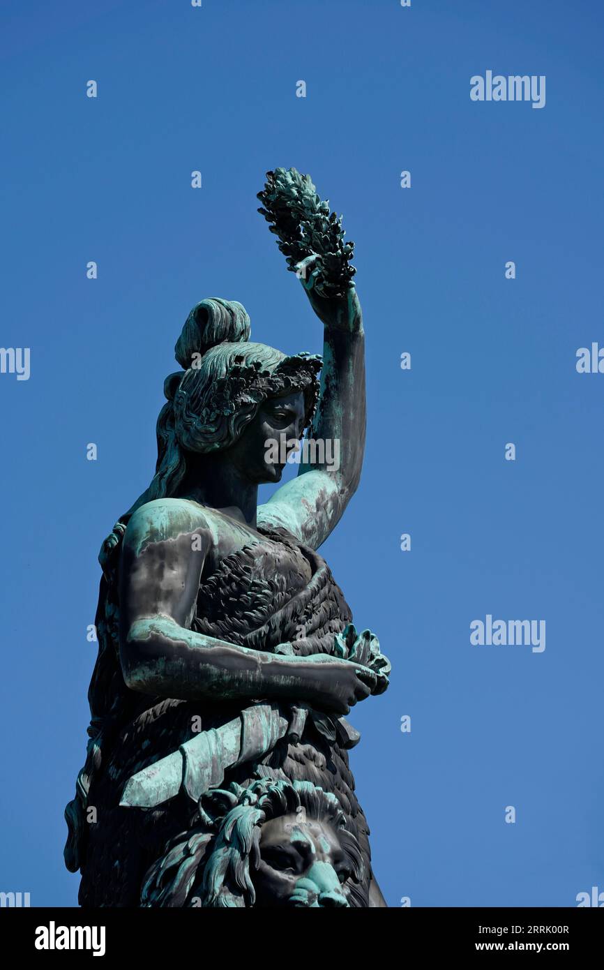 Germany, Bavaria, Munich, Theresienwiese, bronze statue, Bavaria ...