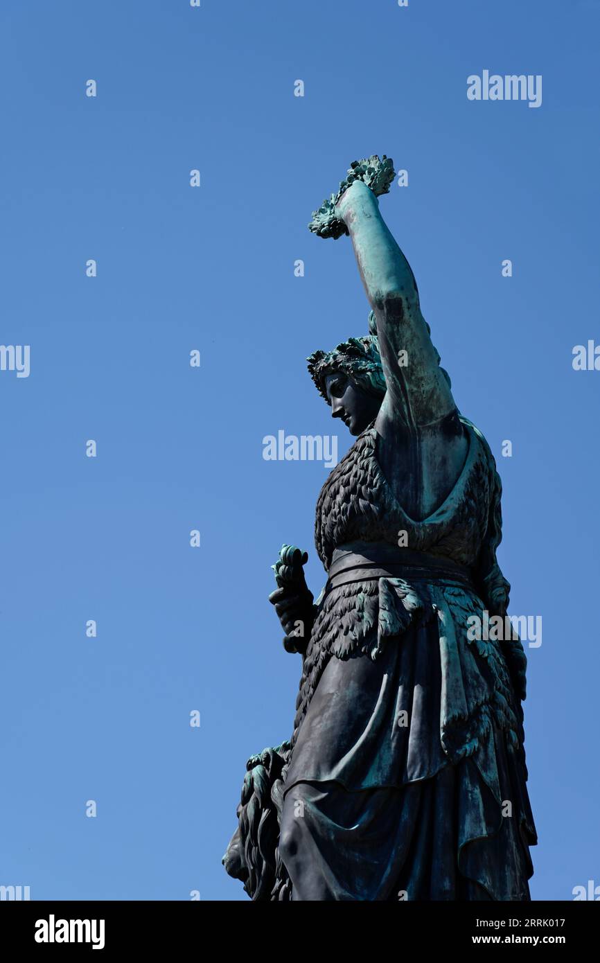 Germany, Bavaria, Munich, Theresienwiese, bronze statue, Bavaria ...