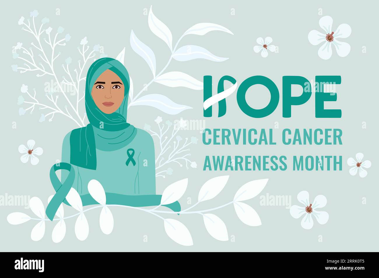 Cervical Cancer Awareness Month. Hope phrase. Muslim woman in hijab ...