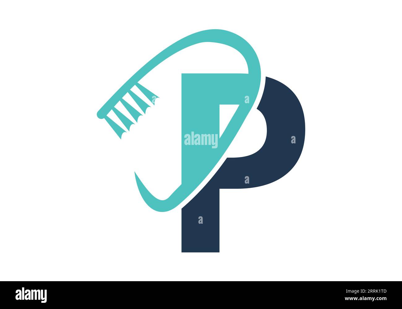 Initial Letter P Dental Logo Combine With Tooth Brush Symbol. Dental ...