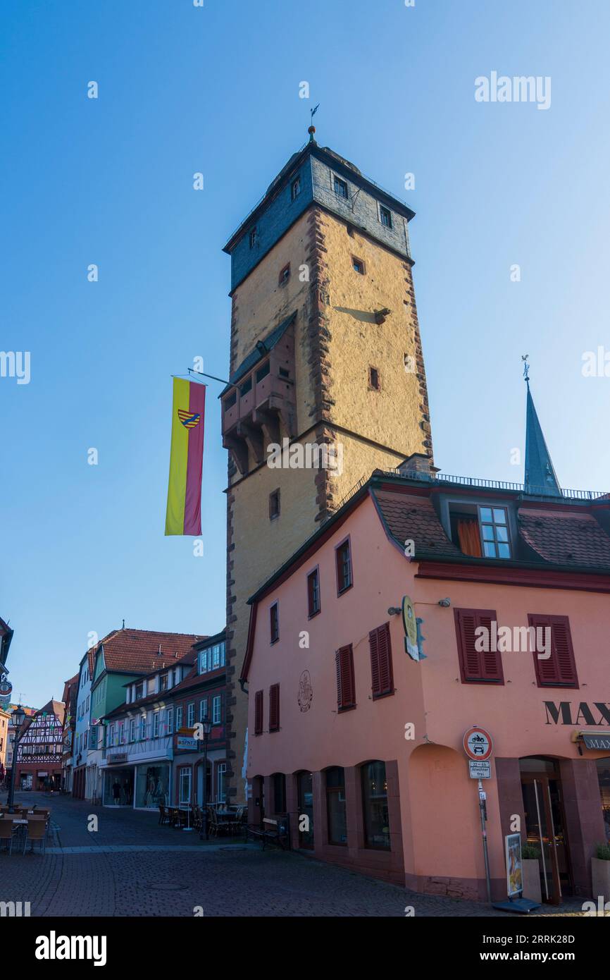 Lohr am Main, city tower Bayersturm, Old Town in Lower Franconia ...