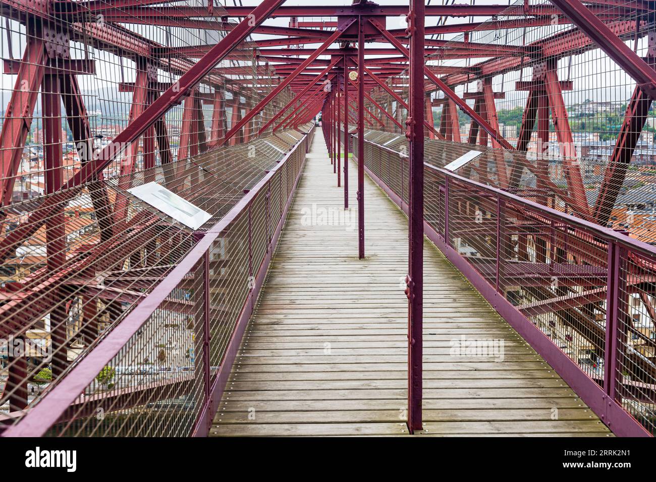 View along the top of the Vizcaya Bridge, world's oldest transporter ...