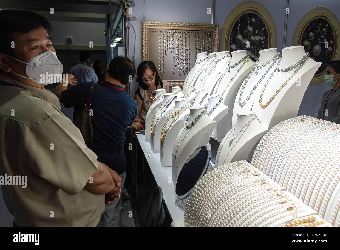 Bangkok, Thailand. 08th Sep, 2023. A visitor seen around pearl necklace during the event. The ...