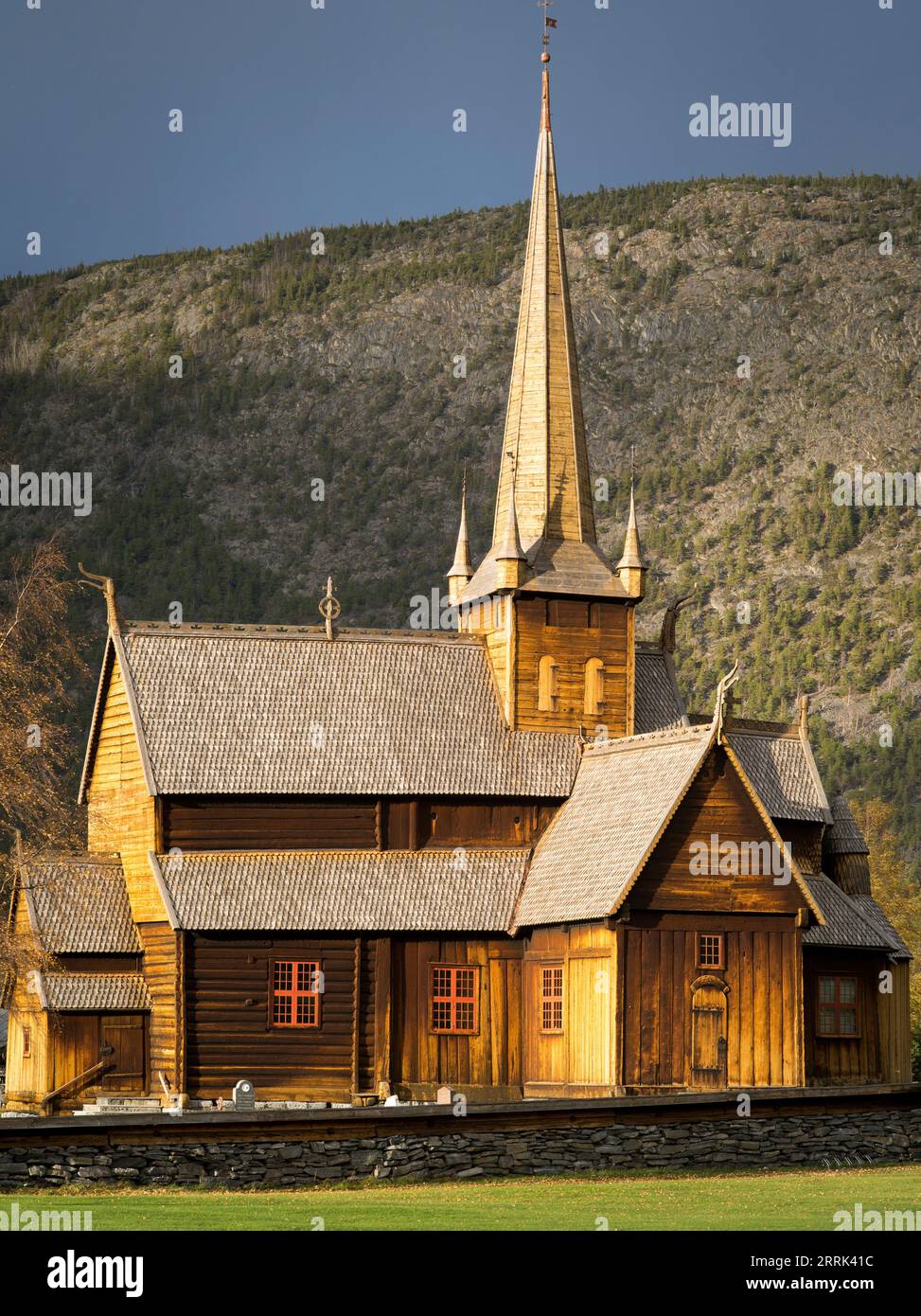 Lom stave church in evening light, Norway Stock Photo - Alamy