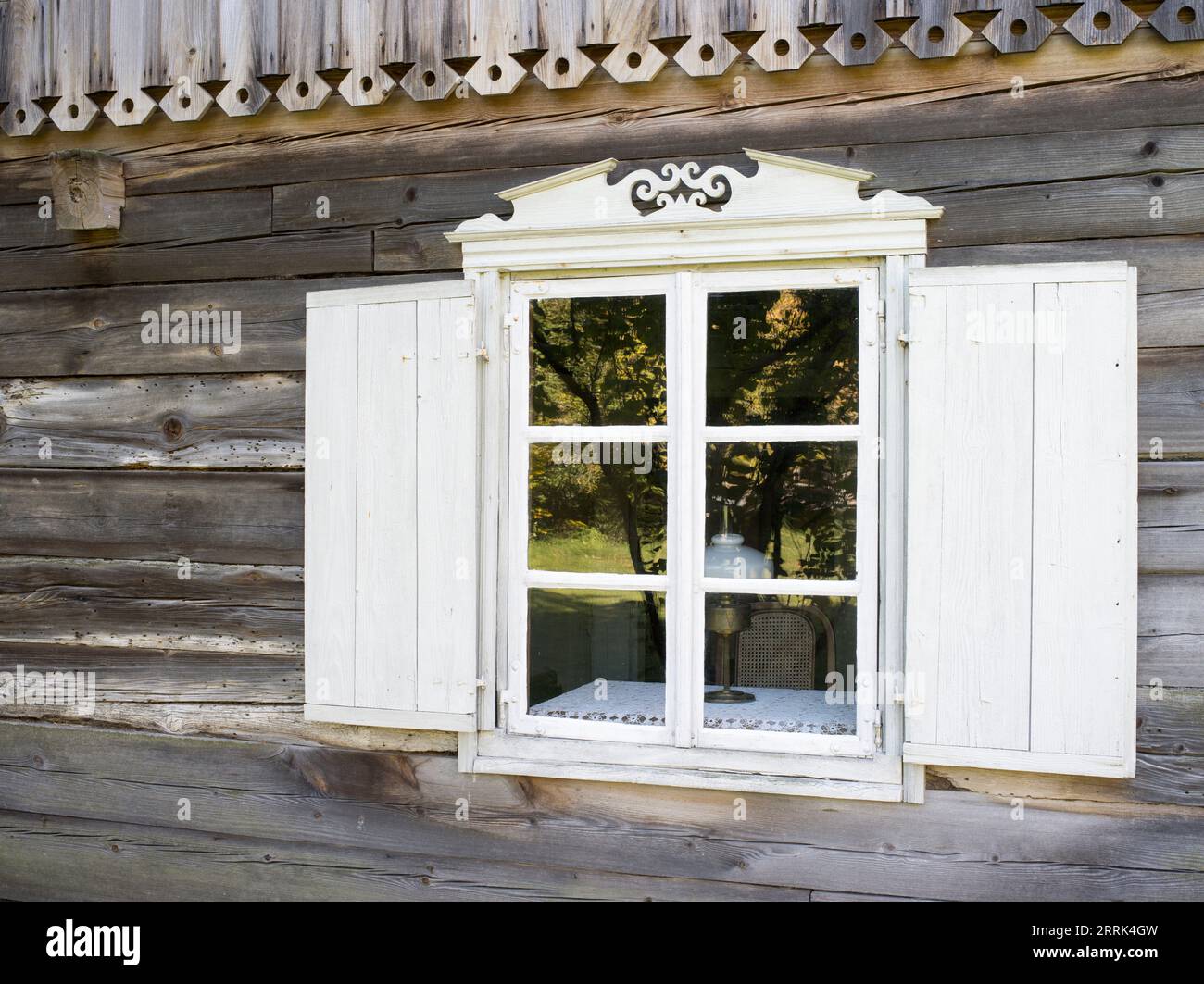 Old wooden window in Lithuanian Open Air Museum Rumsiskes Stock Photo ...