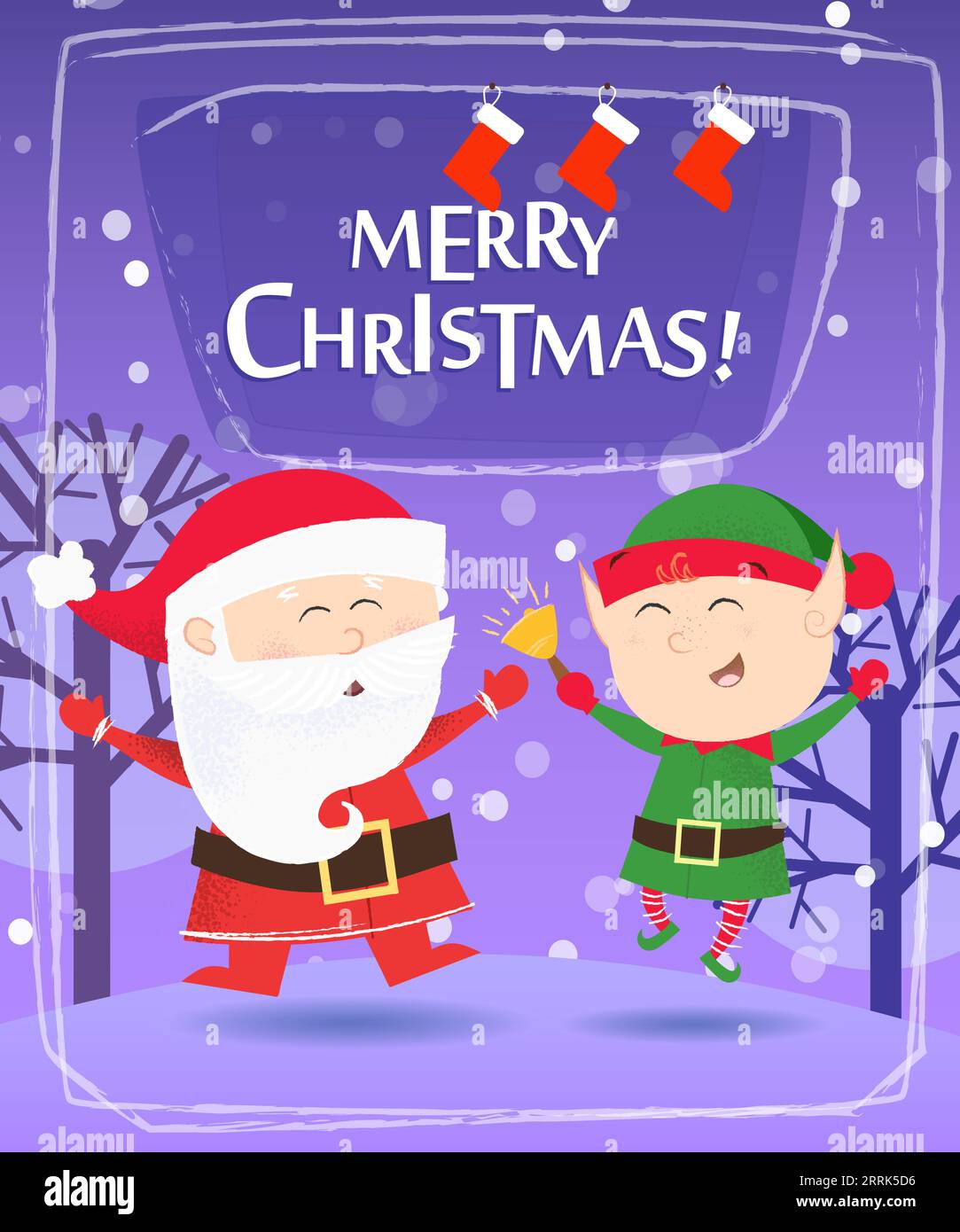 Christmas greeting card design. Dancing Santa Claus Stock Vector Image ...