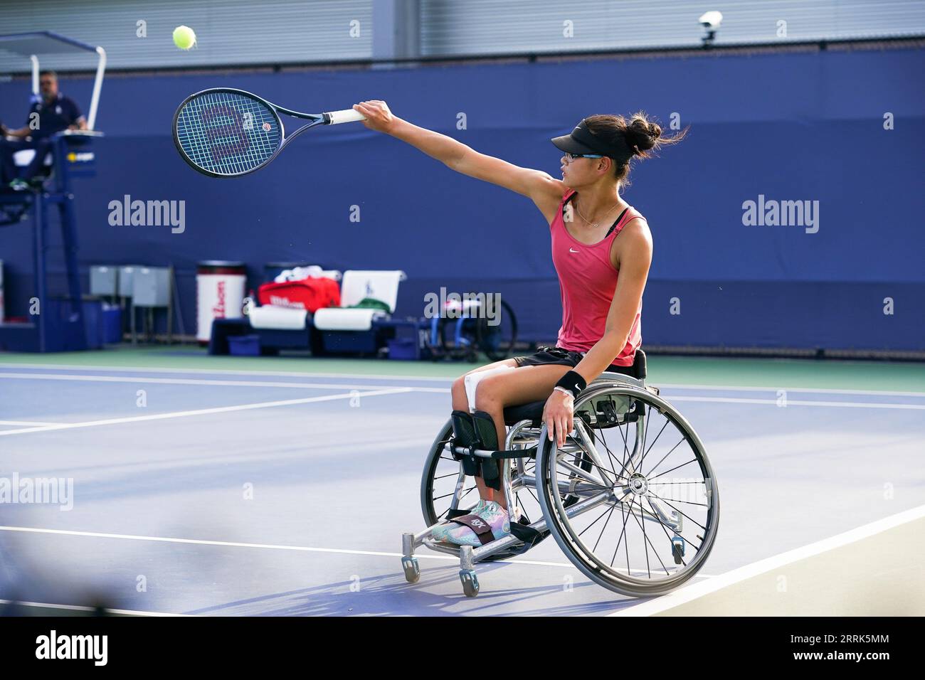 Maylee Phelps in action during a junior wheelchair girls' singles ...