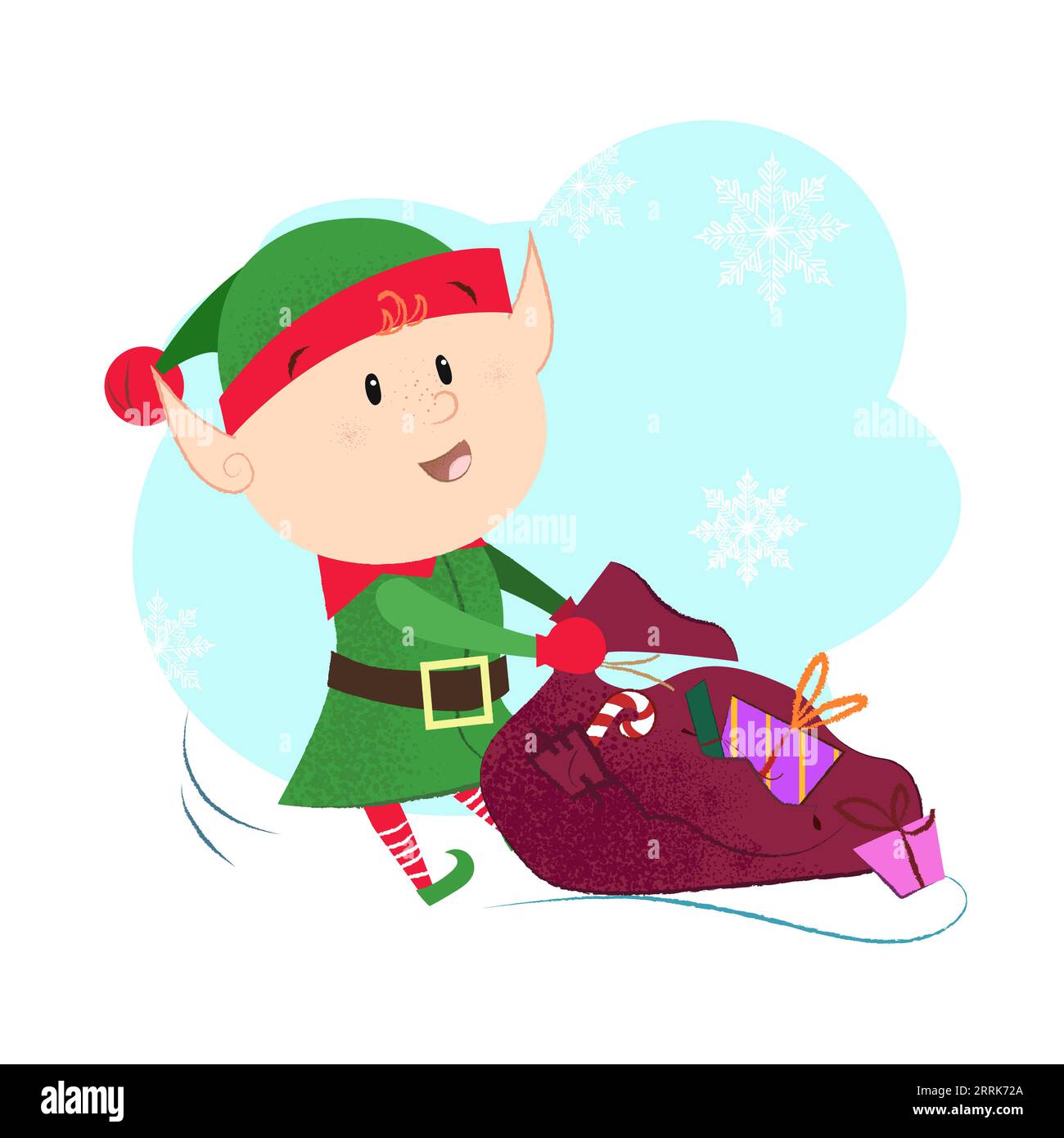 Christmas elf smiling gift Cut Out Stock Images & Pictures - Alamy